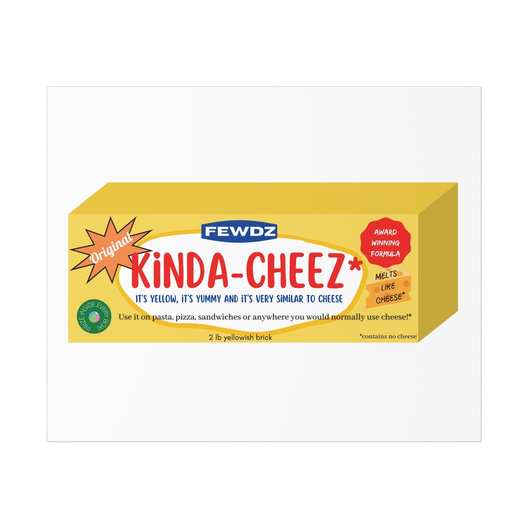 Funny Kitchen Art Print Vintage-pop-art Style Fake Boxed Cheese Mockup ...