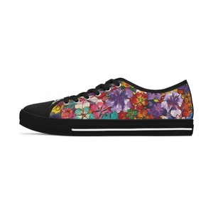 Colorful Abstract Floral Low Top Sneakers Shoes Painted Flowers ...