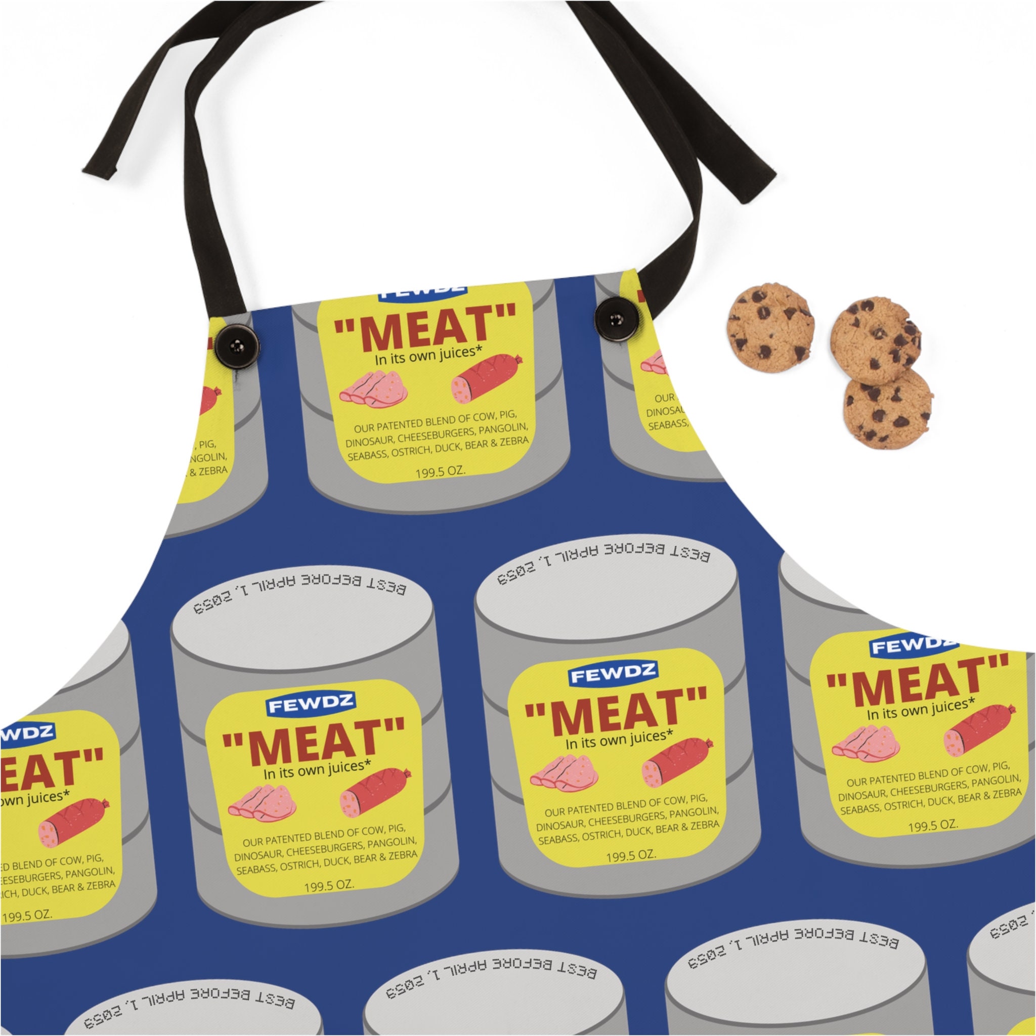MEAT Apron Funny Canned Food Design in Vintage Pop-art Style BBQ ...
