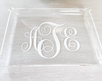 Monogrammed Acrylic Tray, Monogram Tray, Rectangle Butler Tray 16 X 10 ...