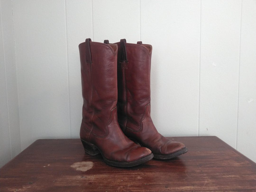 Vintage R.J. Foley Women Oxblood Leather Western Cowboy Boots 7B ...