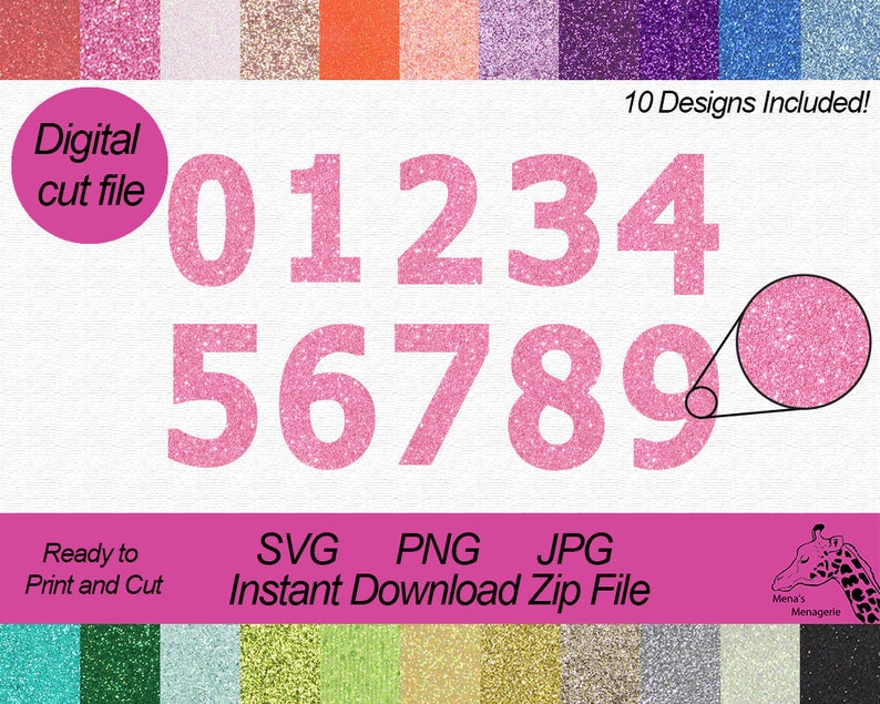 Digital Download Pink Glitter Numbers Set 0-9 Clipart Set - Etsy