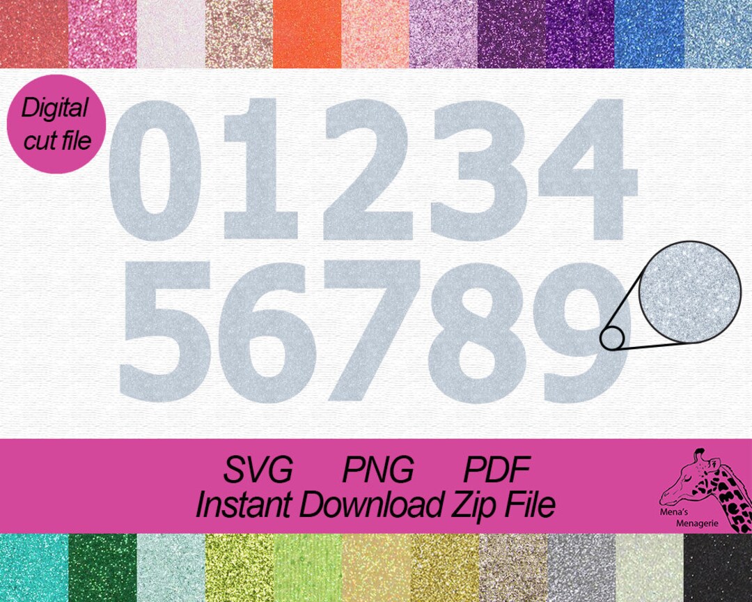 Digital Download Silver Glitter Numbers Set, 0-9 Clipart Set, Silver ...