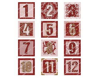 Printable DECEMBER DAILY NUMBERS squares 3 2 1.5 or 1 | Etsy