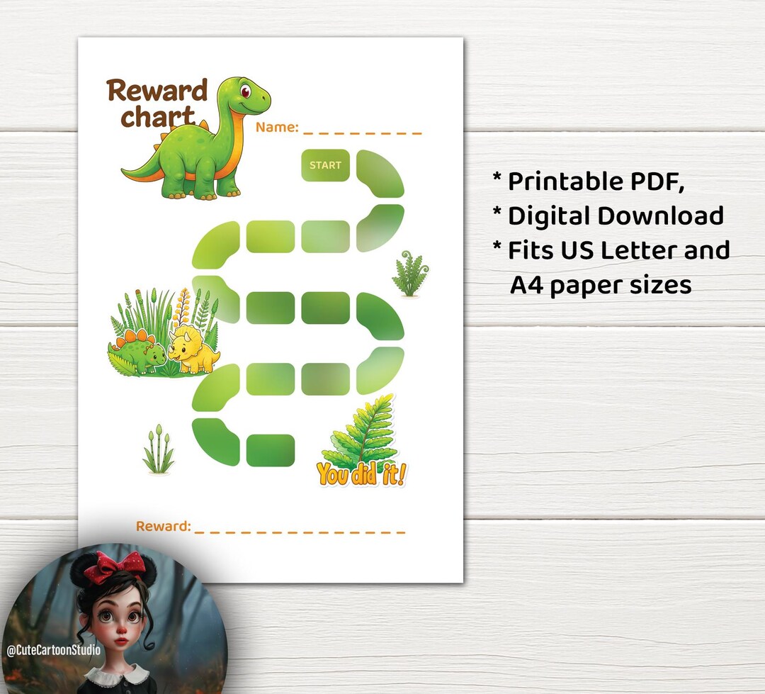 Printable Reward Chart for Kids. Dinosaurs. Behavior Chart Toddler ...