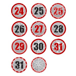Printable DECEMBER DAILY NUMBERS: 2, 1.5 and 1 Inch Circles, Advent ...