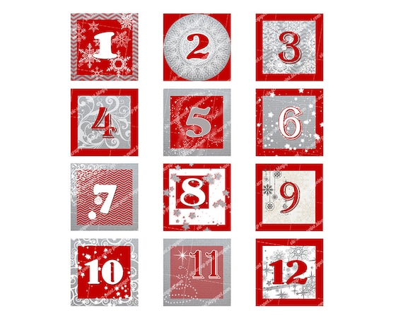 Printable DECEMBER DAILY NUMBERS Squares 3 2 1.5 or 1 | Etsy UK