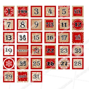 Printable DECEMBER DAILY NUMBERS Red With Black Digits 2, 1.5 and 1 ...