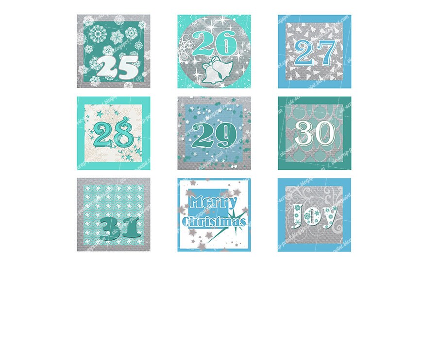 Printable DECEMBER DAILY NUMBERS Squares 2, 1.5, 1 and 0.75 Inch ...