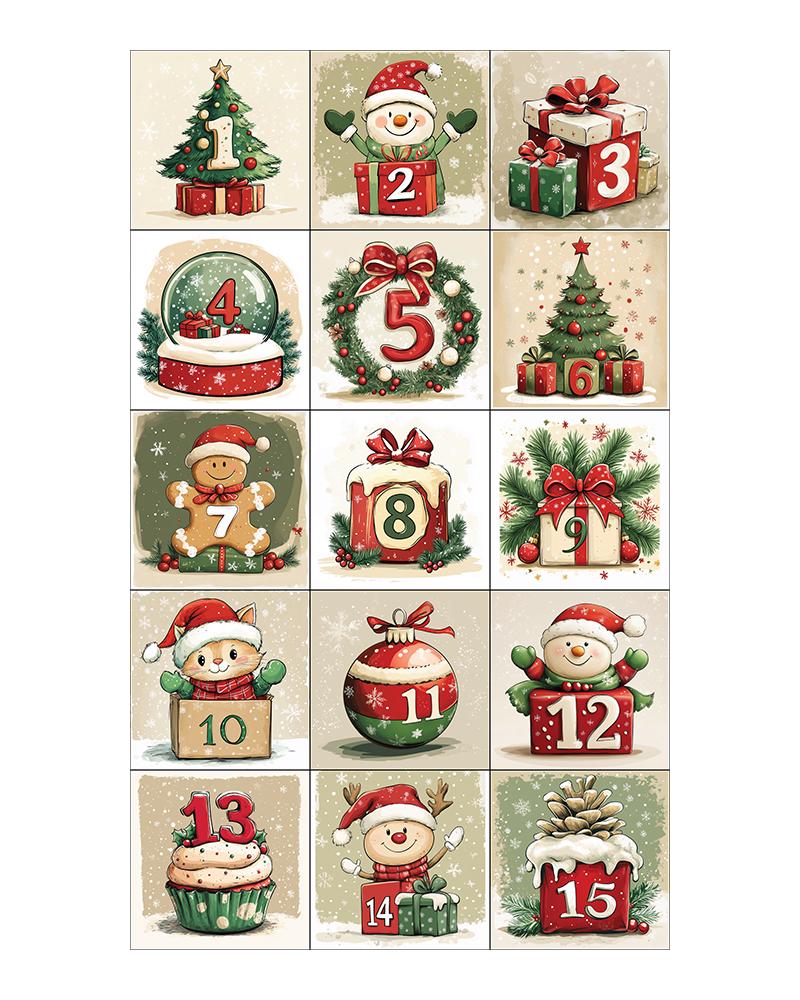 Printable Retro DECEMBER DAILY NUMBERS. Advent Calendar Numbers (2 Inch ...