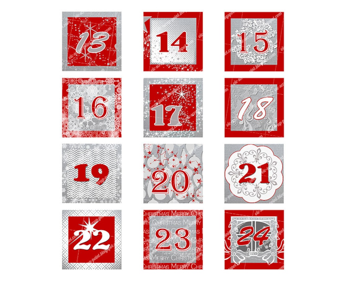 Printable DECEMBER DAILY NUMBERS Squares 3 2 1.5 or 1 - Etsy