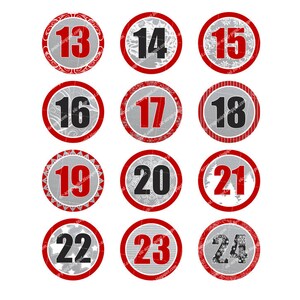 Printable DECEMBER DAILY NUMBERS: 2, 1.5 and 1 Inch Circles, Advent ...