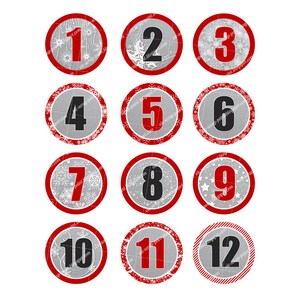 Printable DECEMBER DAILY NUMBERS: 2, 1.5 and 1 Inch Circles, Advent ...