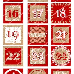 Printable DECEMBER DAILY NUMBERS Red 3, 2, 1.5 or 1 Inch, Advent ...