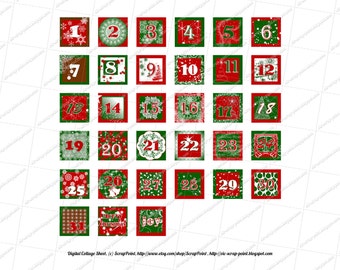 Printable DECEMBER DAILY NUMBERS Squares 3 2 1.5 or 1 | Etsy