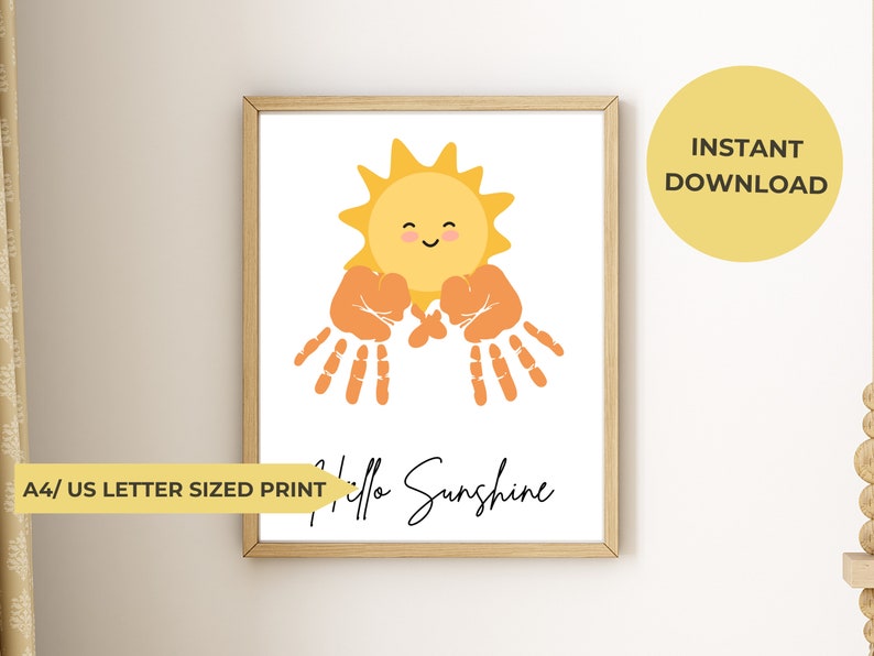 Printable Gift, Child's Handprint Poster, Summer Sunshine A4/ US Letter ...