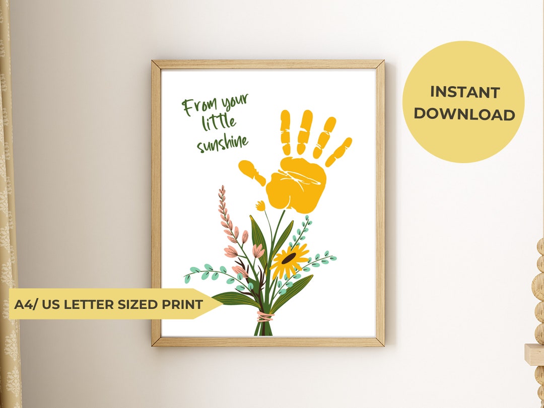Printable Birthday Gift, Child's Handprint Flower Poster, A4/ US Letter ...