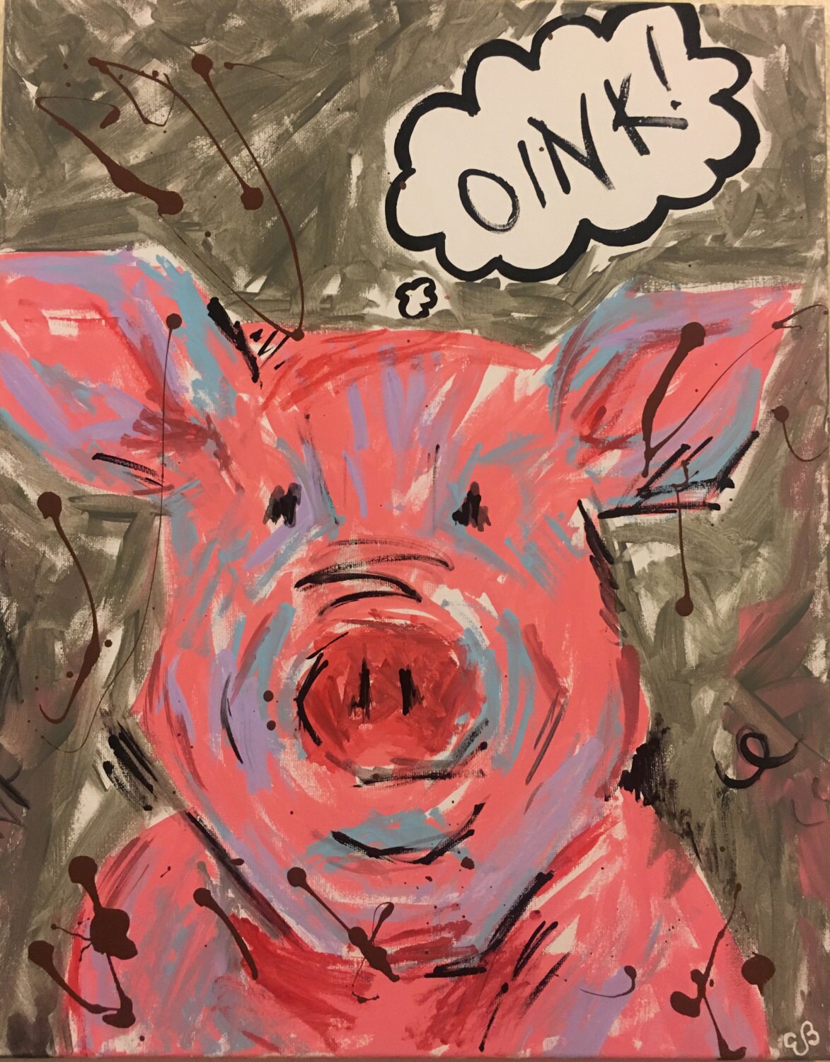 Abstract Pig | Etsy