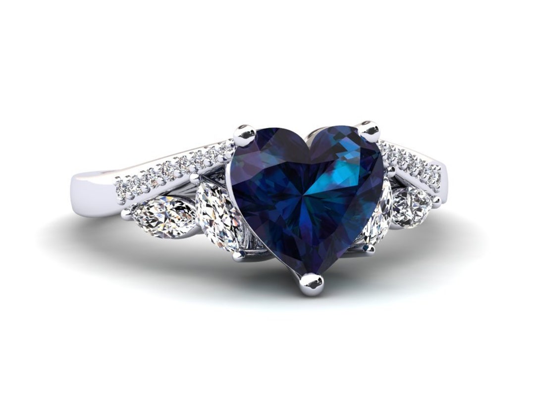 Heart Shape Alexandrite Ring 1.00 Carat Color Change Alexandrite and ...