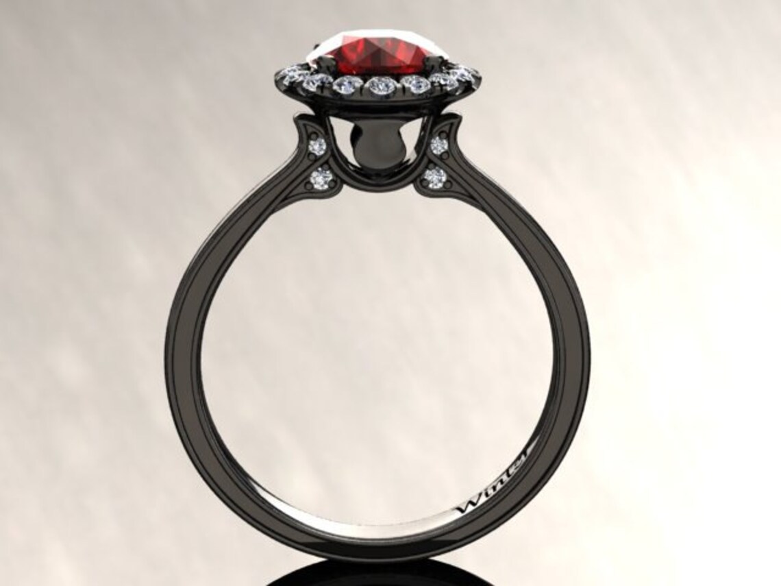 Black Gold Ruby Ring 1.50 Carat Ruby and Diamond Ring in 14k - Etsy