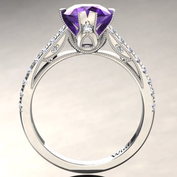 Amethyst Engagement Ring - Etsy