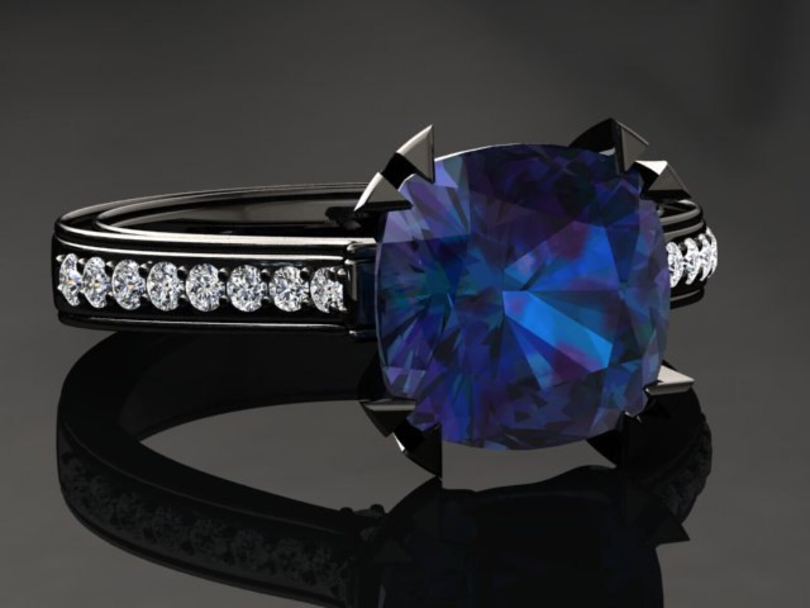 Modern Alexandrite Ring 3.10 Carat Cushion Cut Alexandrite and - Etsy