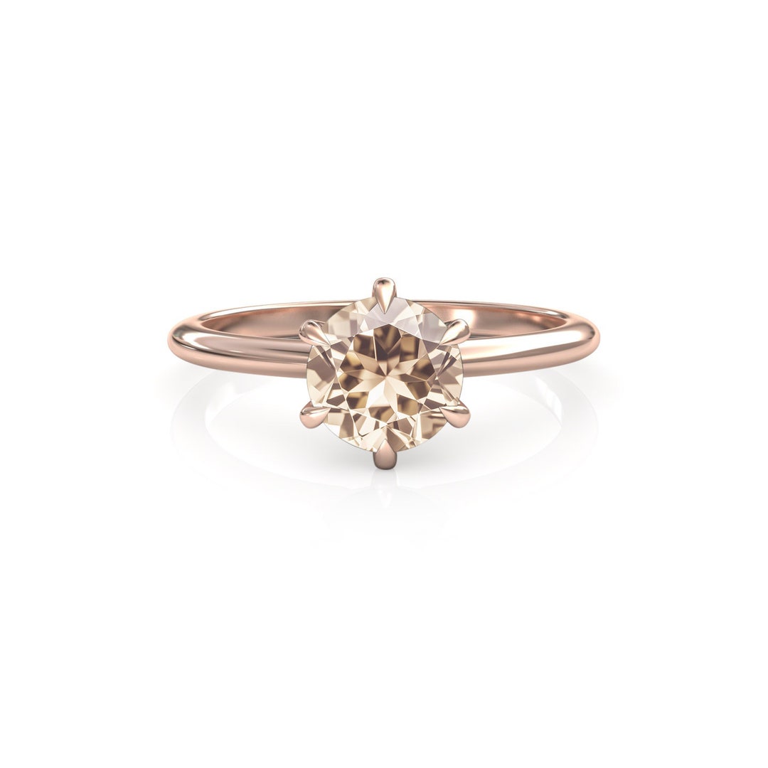 Morganite Ring, Morganite Engagement Ring, Rose Gold Morganite , Round ...