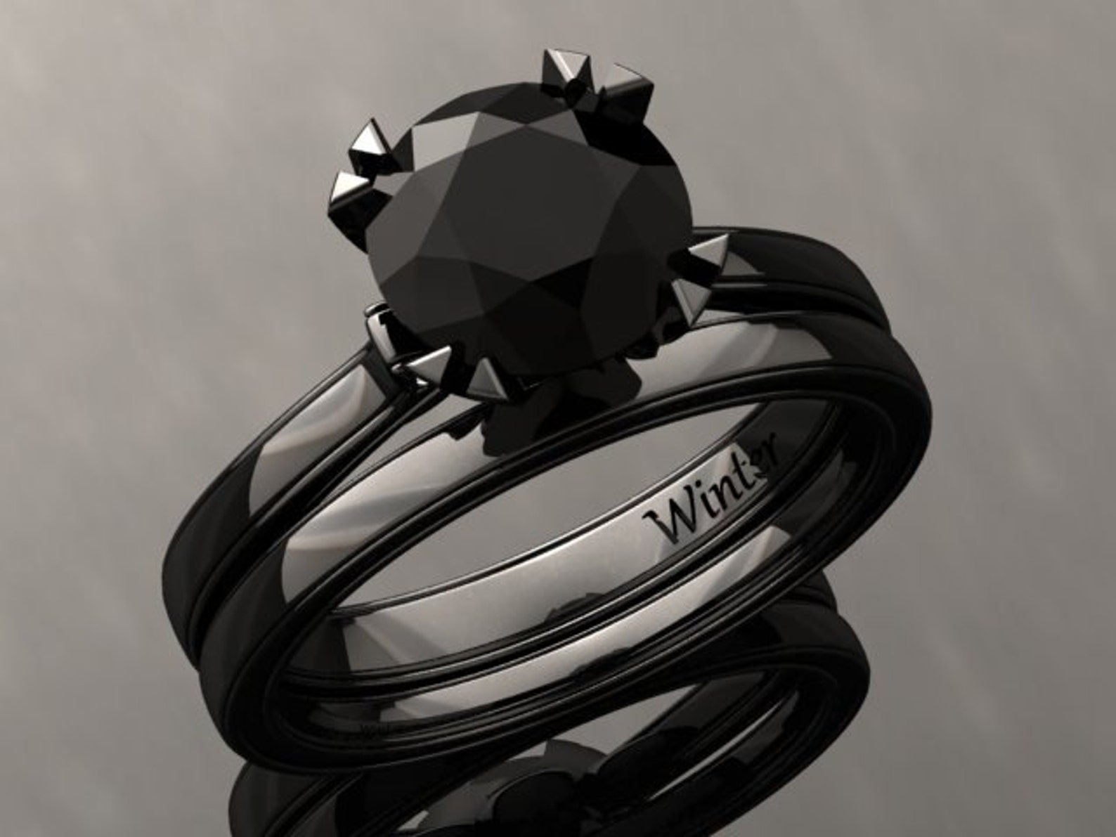 Black Diamond Solitaire Ring 1.00 Carat Natural Black Diamond | Etsy