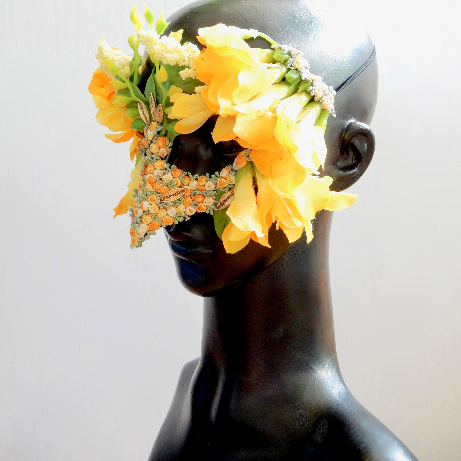 Yellow Bird Mask, Yellow Flowers Masquerade Mask, Yellow Fairy Mask ...