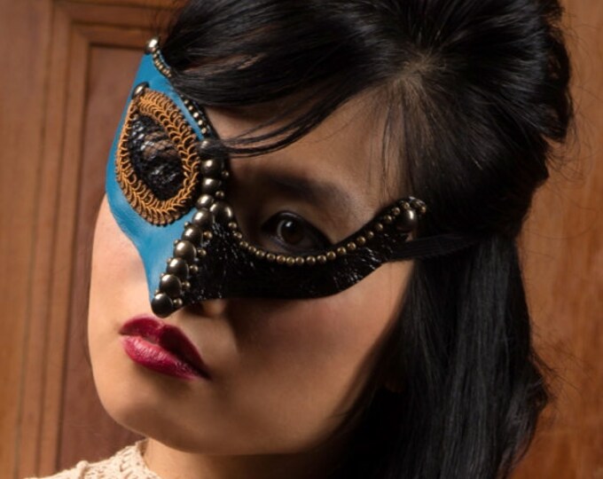 Steampunk Mask With Blue Leather the Steel Skylark - Etsy