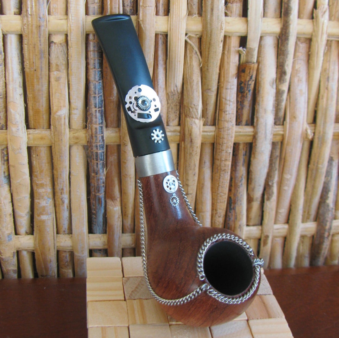 Steampunk Pipe Cherrywood With Clock Gears Silver Lined - Etsy