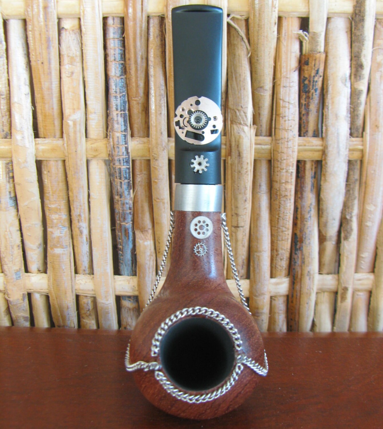 Steampunk Pipe Cherrywood With Clock Gears Silver Lined - Etsy
