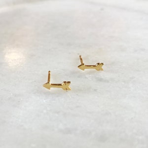 Small Arrow Stud Earrings, Minimalist Jewelry, Tiny Sterling Silver Stud Earrings, Gold Arrow ...