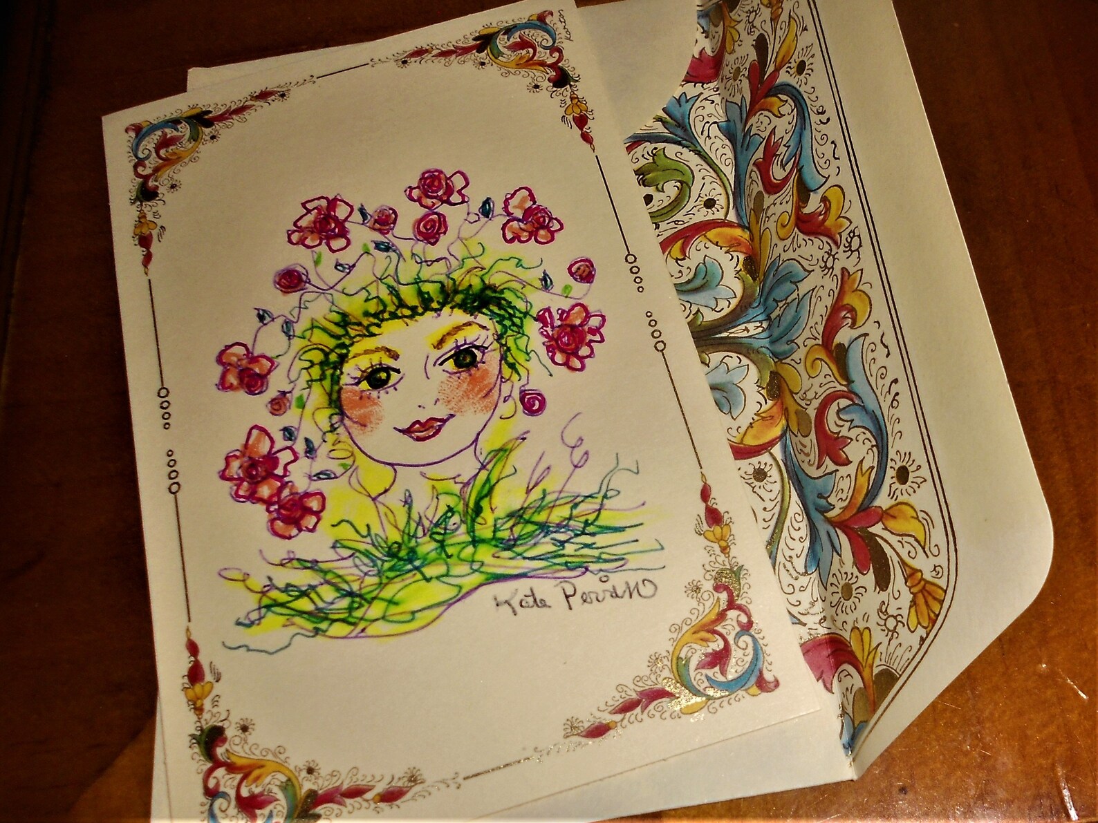 Original FLORAL FAIRY Kate Perrin Card & Envelope Kates Unique Art - Etsy