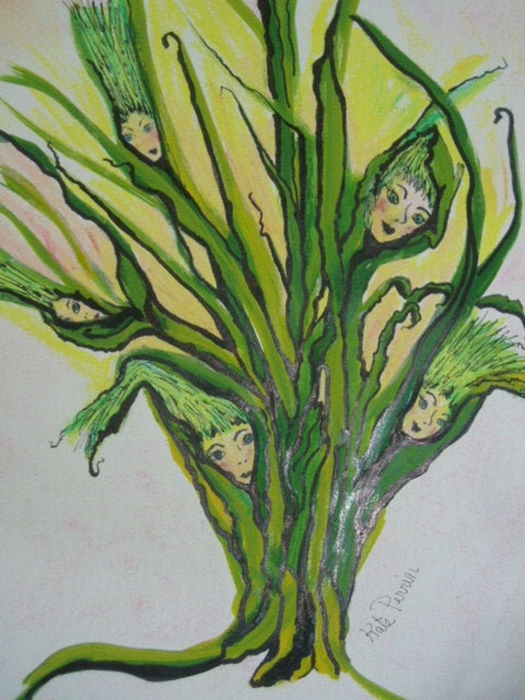 HIDE AND SEEK Corn Field Fantasy Painting Original Signed Kate Perrin ...