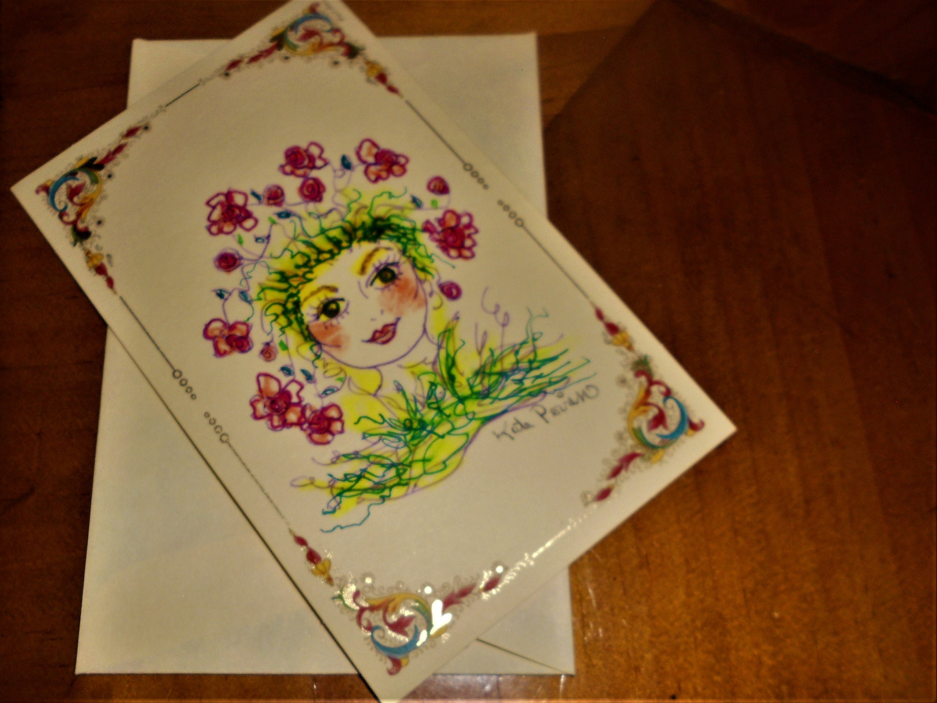 Original FLORAL FAIRY Kate Perrin Card & Envelope Kates Unique Art - Etsy
