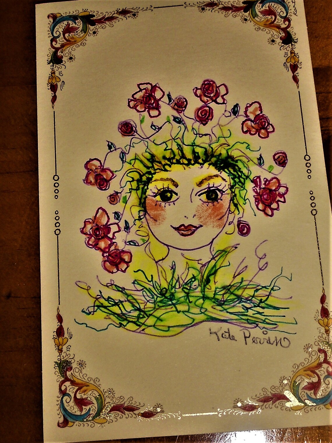 Original FLORAL FAIRY Kate Perrin Card & Envelope Kates Unique Art - Etsy