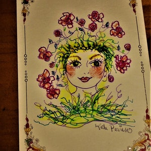 Original FLORAL FAIRY Kate Perrin Card & Envelope Kates Unique Art - Etsy