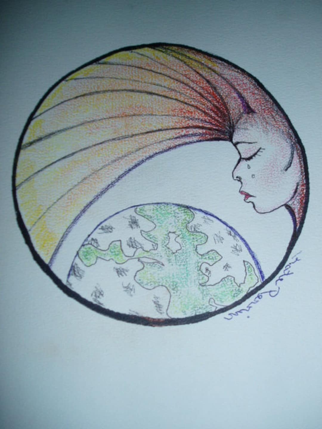 Sun Weeping on World Kate Perrin Unique Art Drawing - Etsy