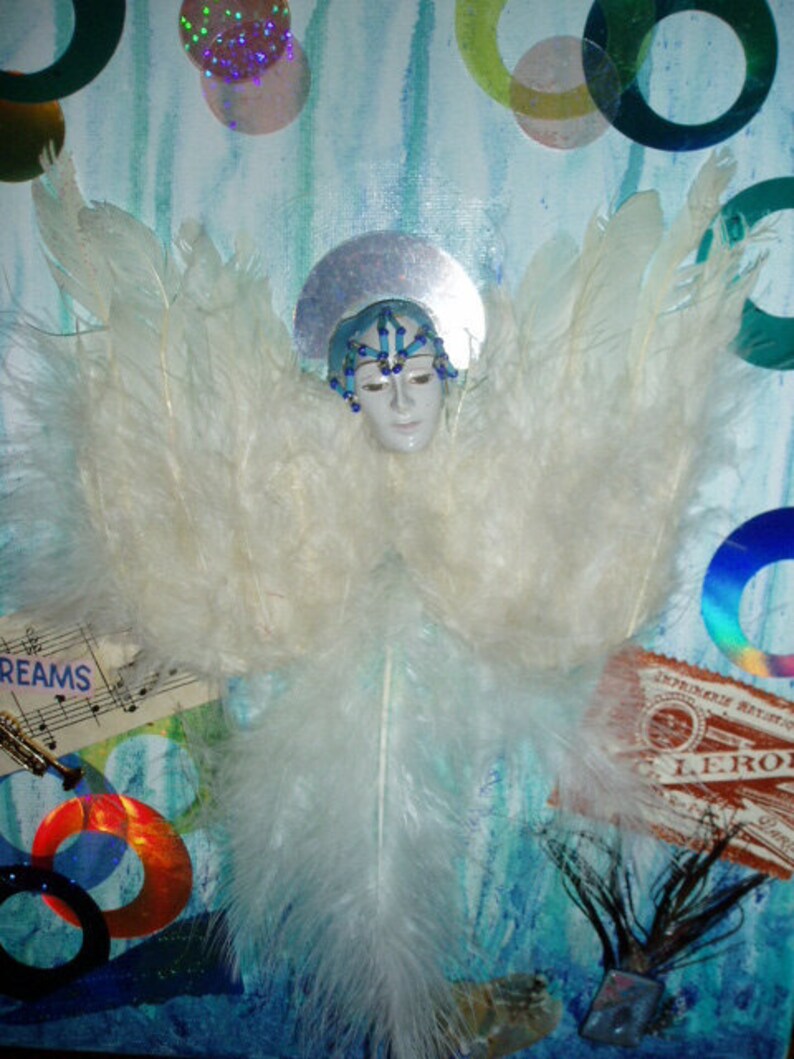 ANGEL Unique Art Deco Collage Painting Kate Perrin Original | Etsy