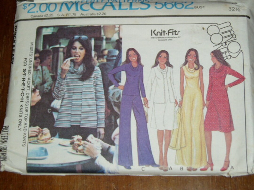 Mod 70's Sewing Pattern Marlo Thomas Mccalls Bell Pants 5662 Uncut 10 ...