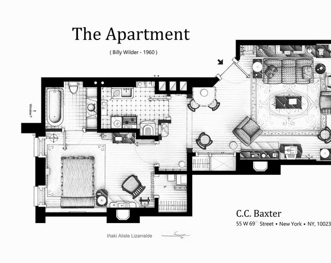 Floorplan of C.C. Baxter's Apartment - Etsy