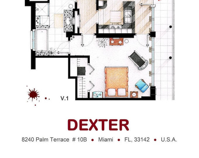 Floorplan of the Apartment From DEXTER - Etsy