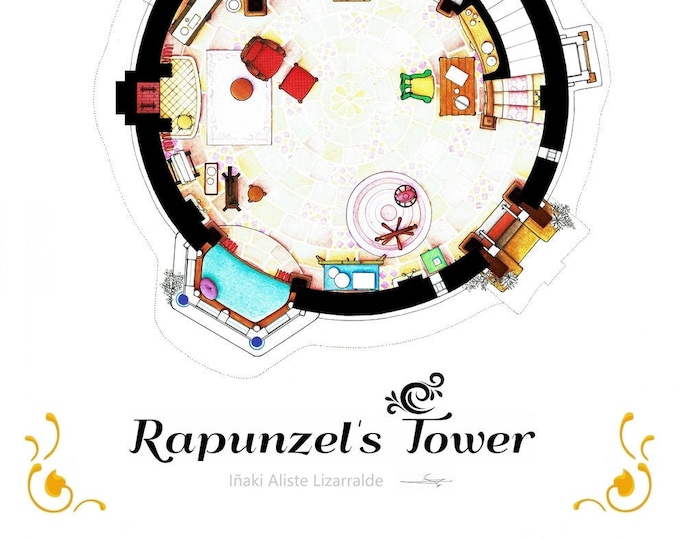 Layout of Rapunzel's Tower From TANGLED - Main Floor - Etsy