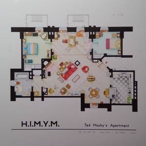 Ted Mosby's Apartment Floorplan From "himym" - Etsy