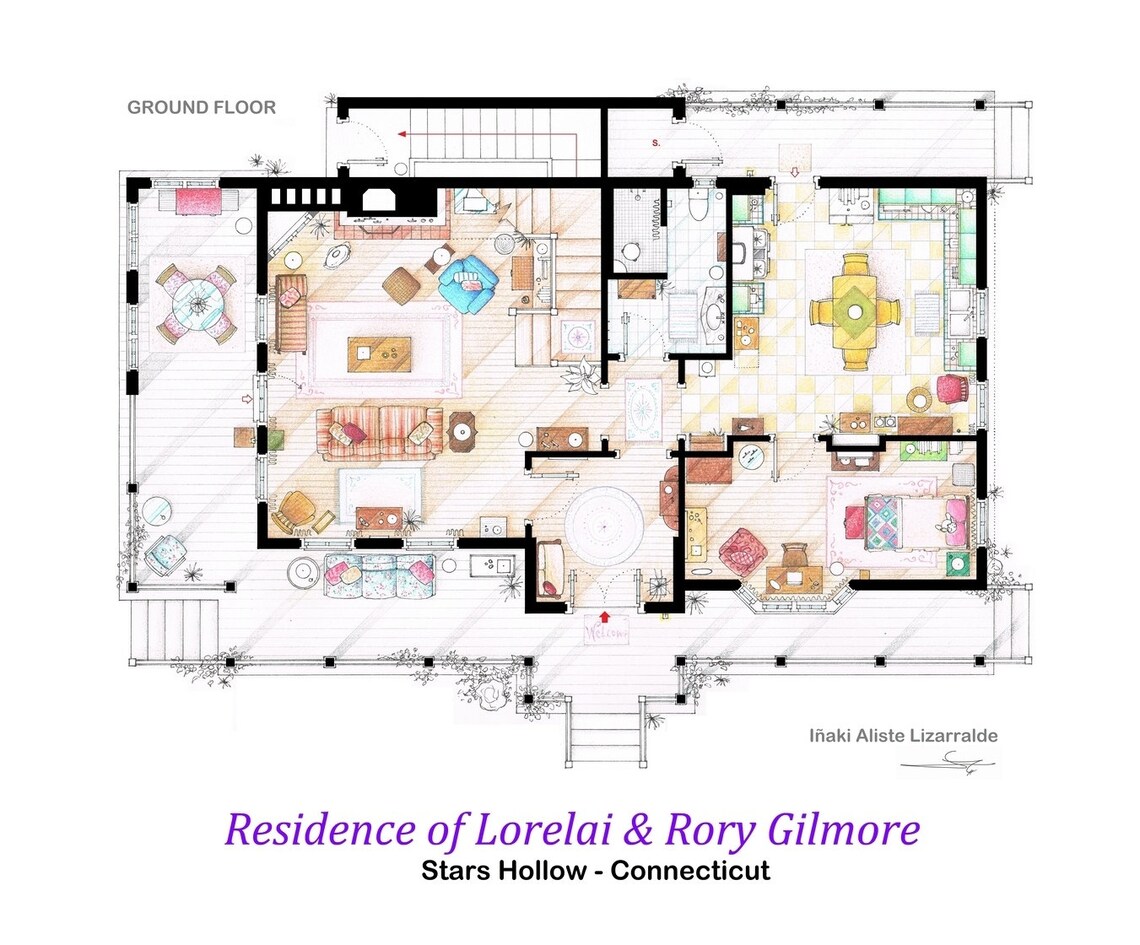 Lorelai & Rory Gilmore's House From GILMORE GIRLS - Ground Floor - Etsy