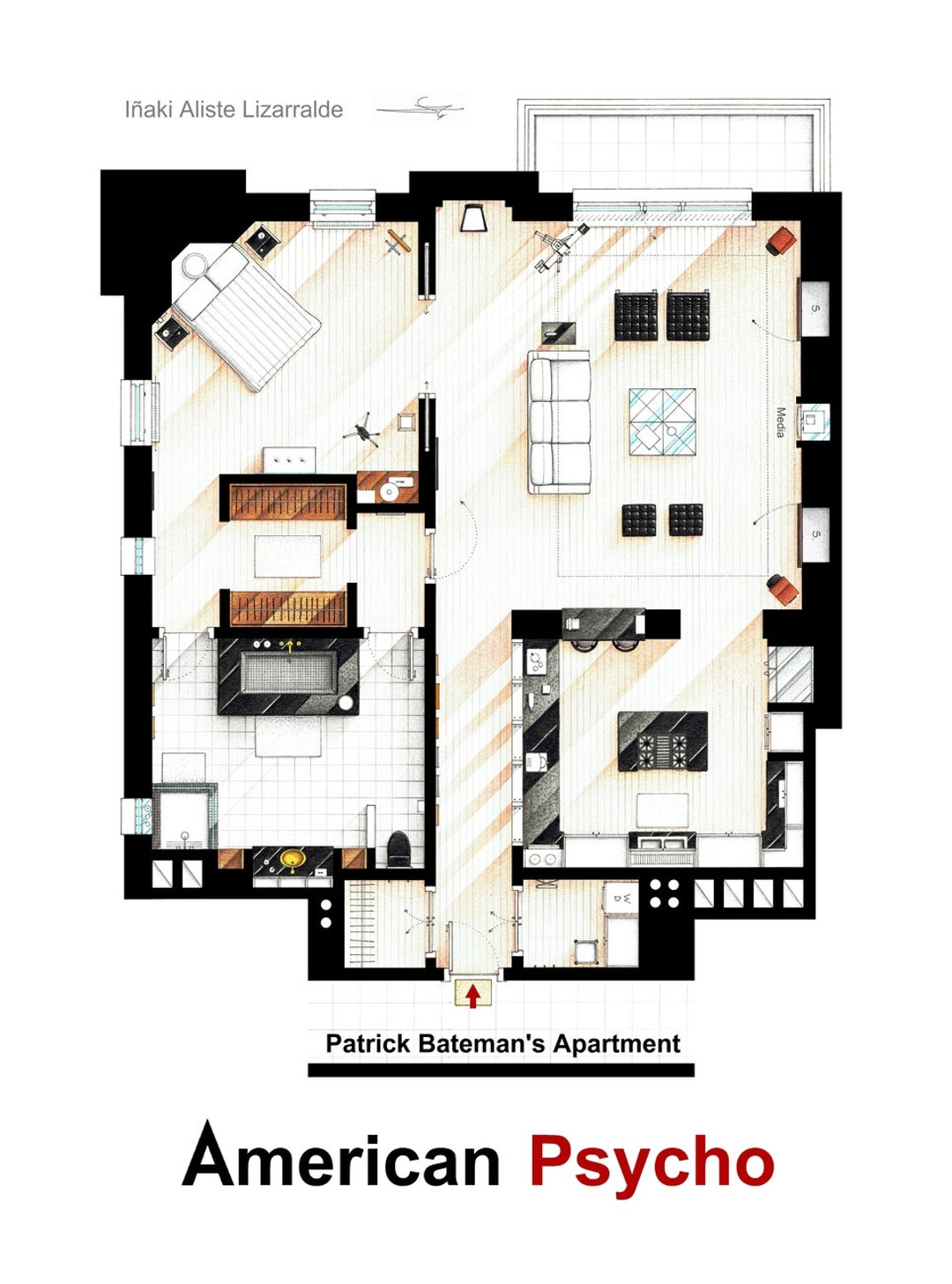 Floorplan of Patrick Bateman's Apartment From AMERICAN PSYCHO (2000) - Etsy