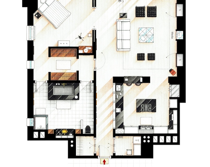 Floorplan of Patrick Bateman's Apartment From AMERICAN - Etsy
