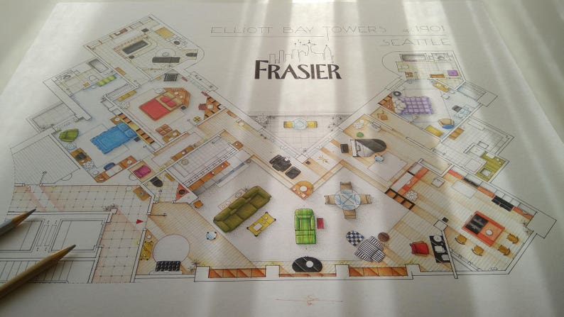 Floorplan of the Apartment From FRASIER - Etsy