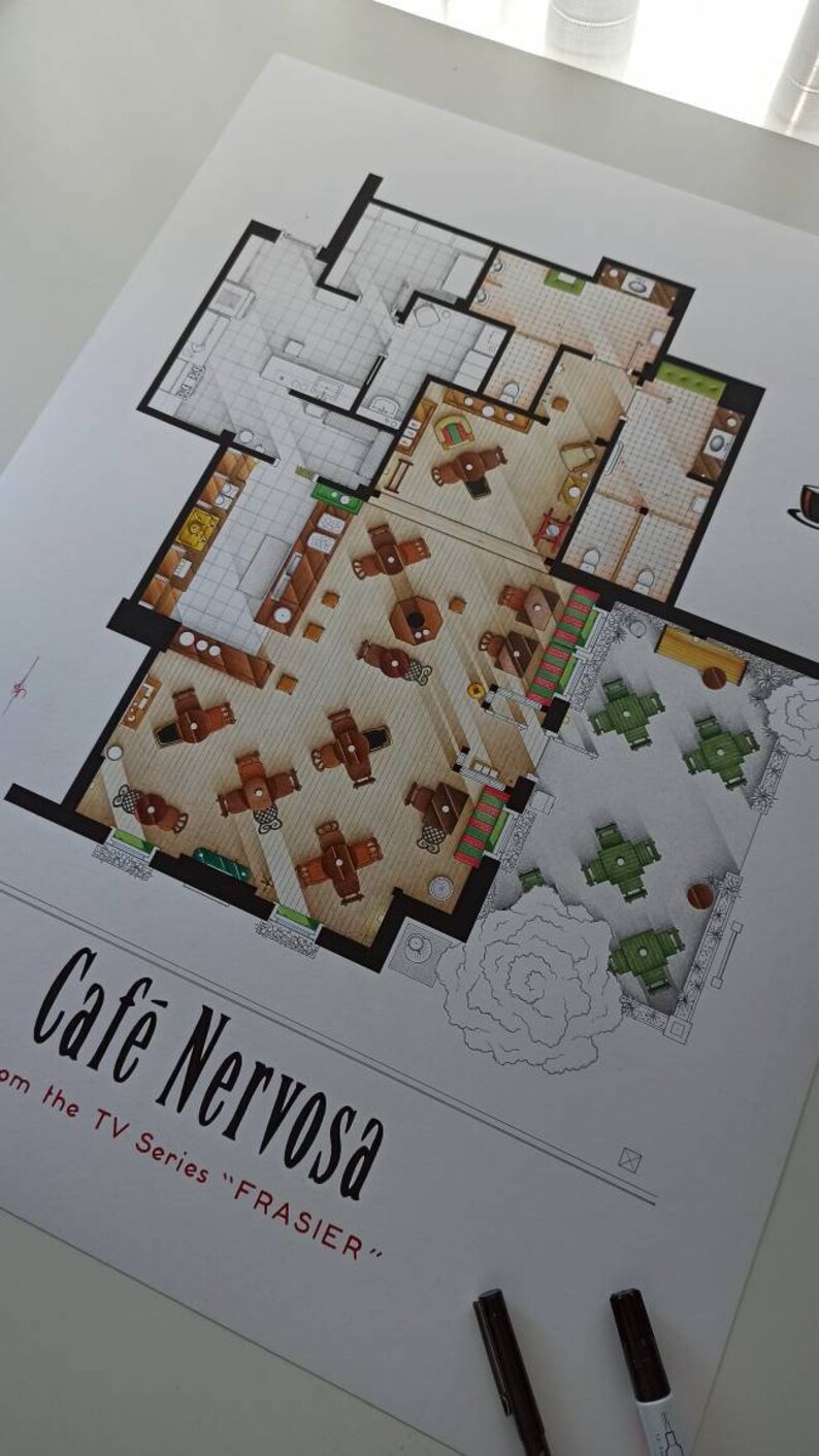 Floorplan of CAFE NERVOSA From frasier - Etsy